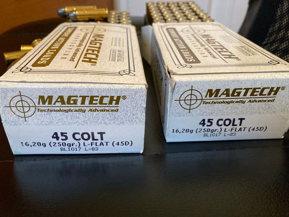Magtech 45 Long Colt 250 Grain Flat Nose Lead 100 Rounds .45 Long Colt ...